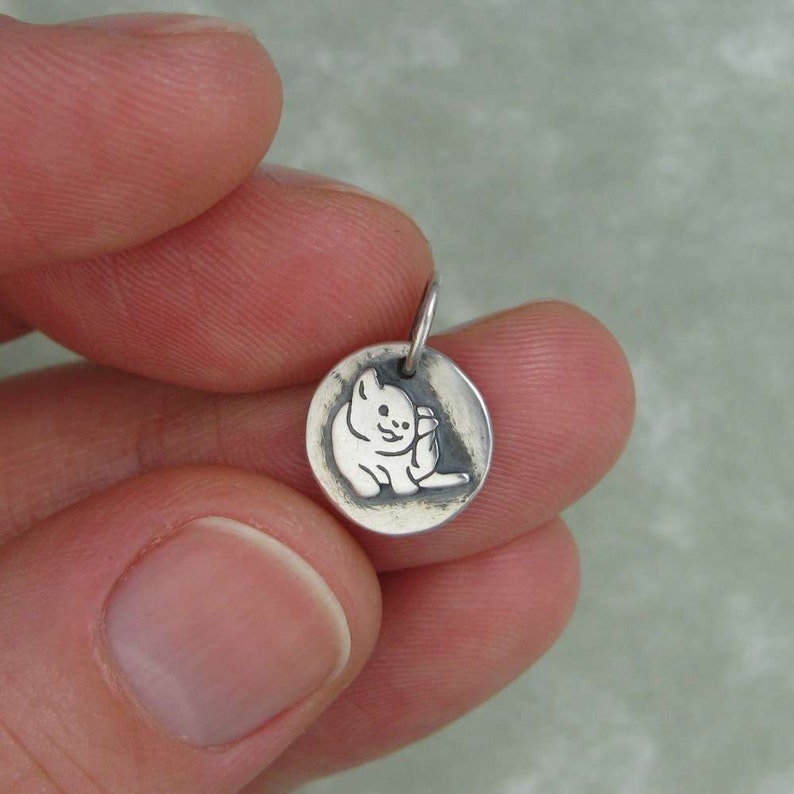 Kitten Scratching Fine Silver Cat Pendant Charm DTPD - Etsy