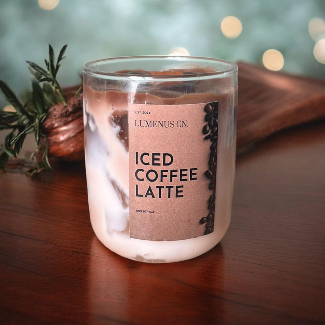 Iced Coffee Latte Candle 15oz | Scented Handcrafted Candle | Aromatherapy | Gift for Her ...
