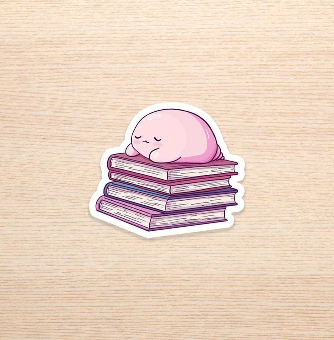 Book Worm Sticker Cute Decal for Laptop and Water Bottle Bookish Kindle ...