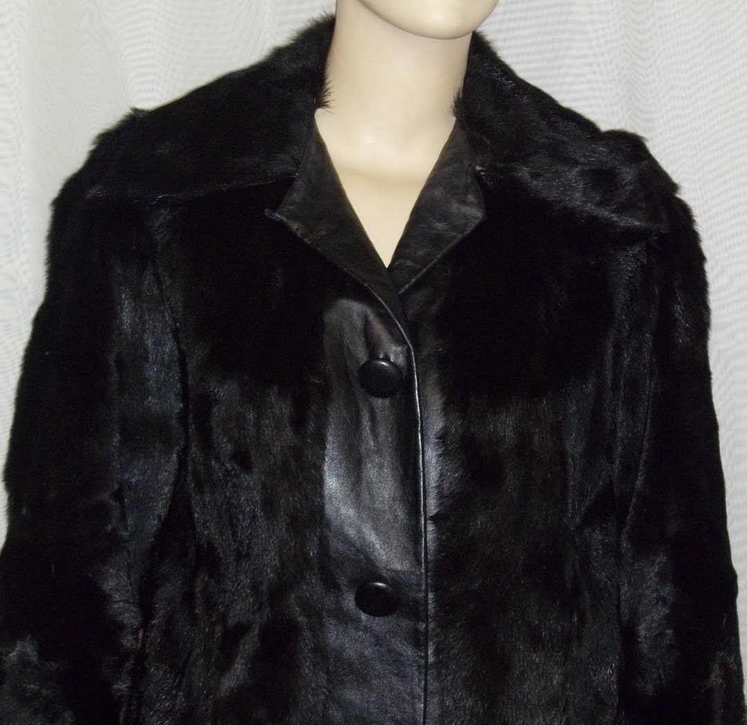 Vintage BOHO Broadtail Lamb Fur Leather Jacket Coat Small Medium Womens ...