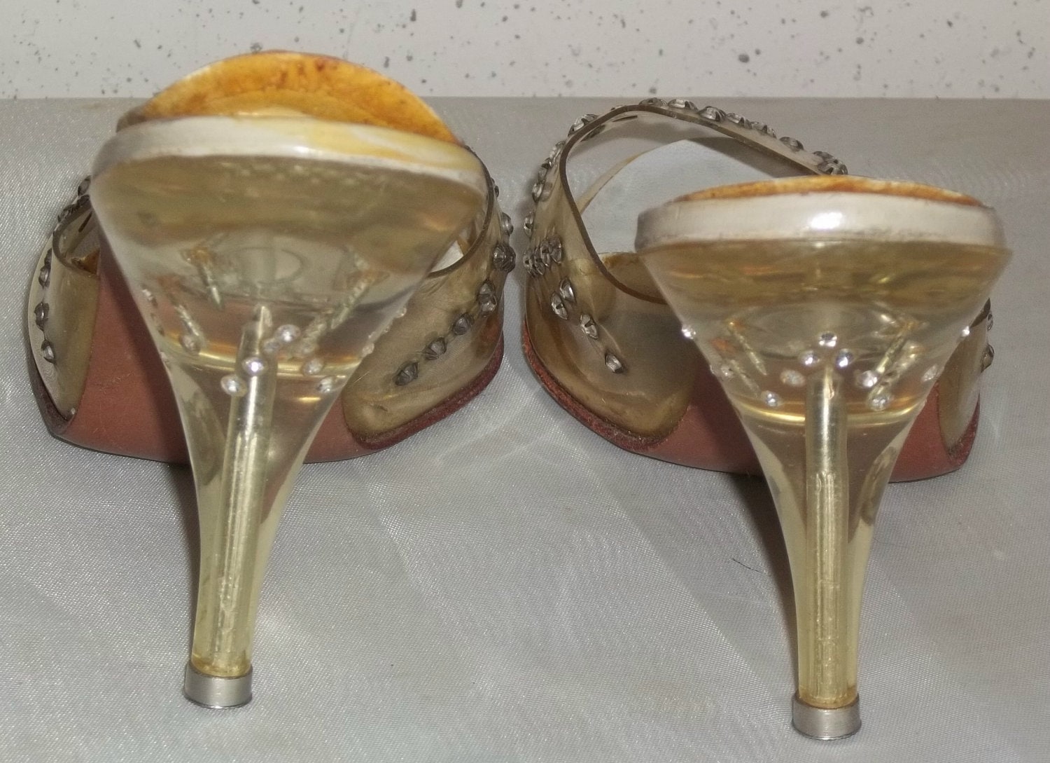 Vintage Lucite Heel Rhinestone Spring-o-lators Springolator Pumps ...