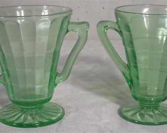 Green Block Optic Depression Glass Creamer and Sugar Set - Etsy