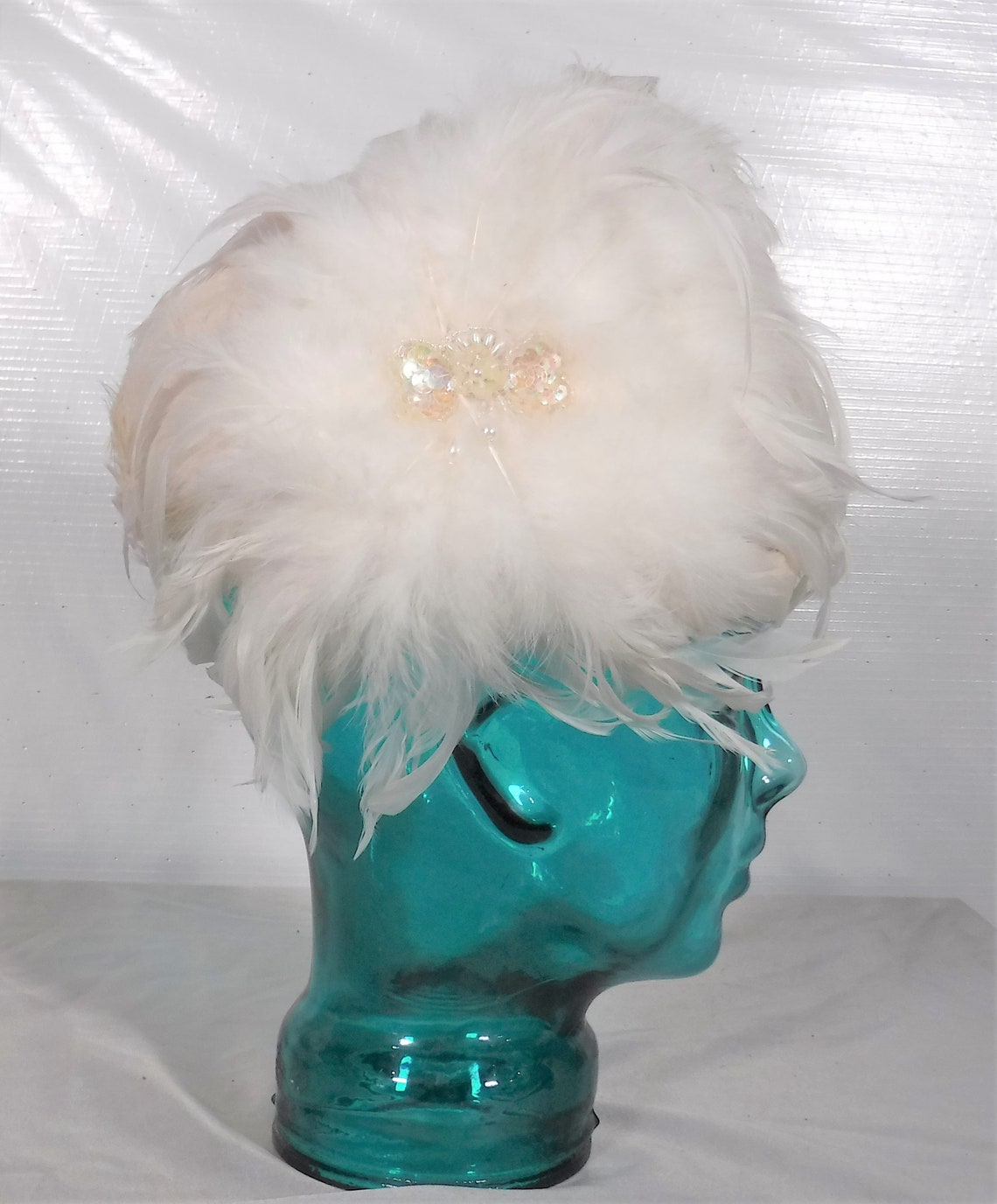 Vintage White Feather Wool Hat Cap Fancy Sequins - Etsy