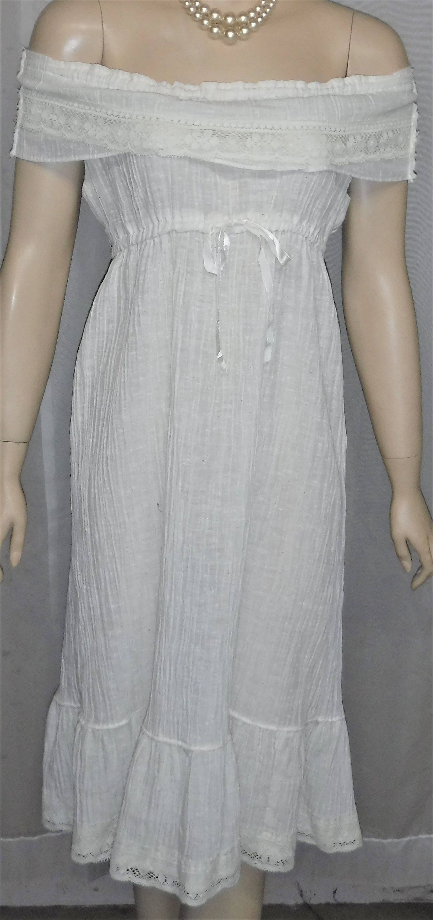 Vintage BOHO Rags by Kressandra off the Shoulder Gauze Dress 7 - Etsy