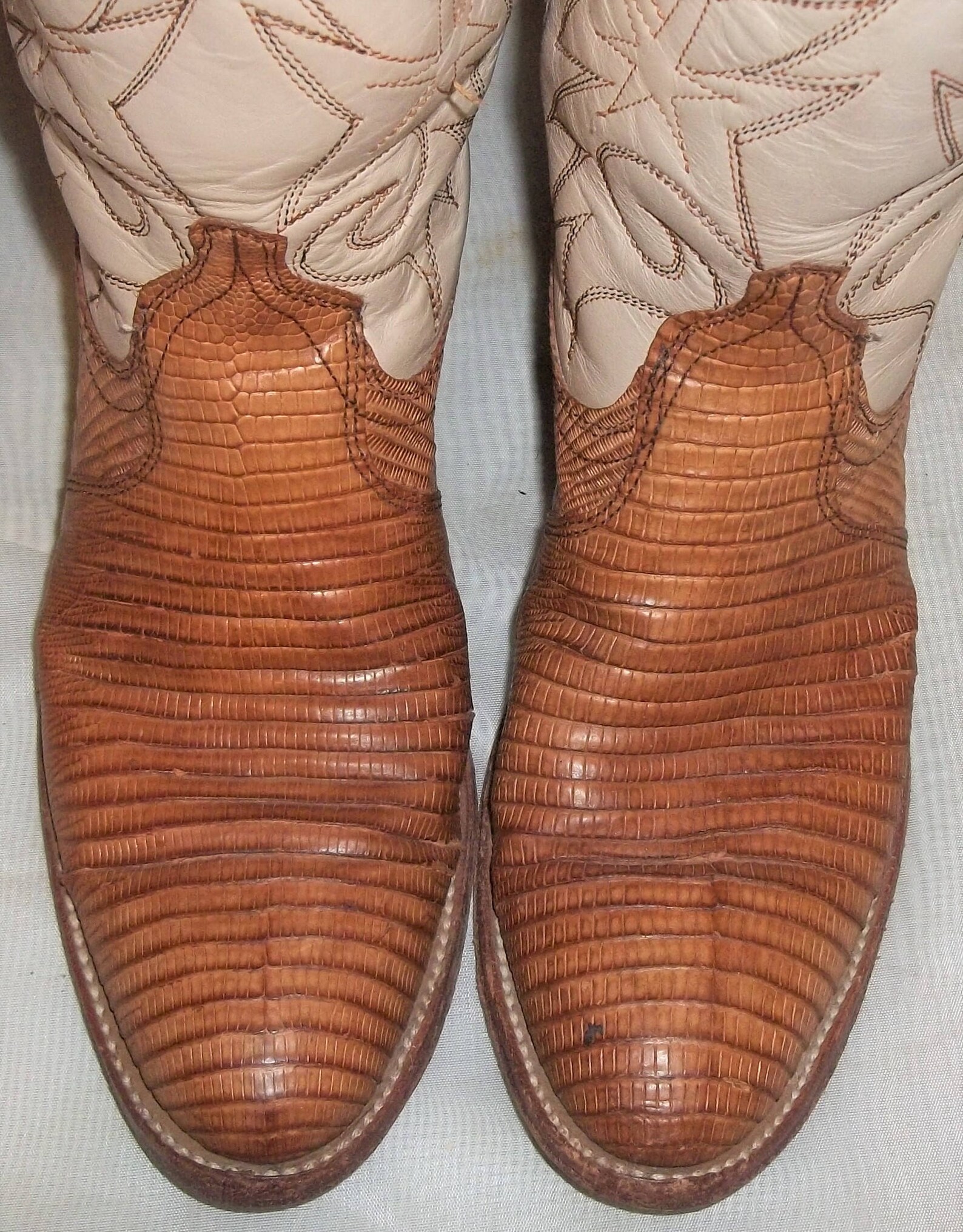 Vintage Women's Lizard Leather Beige Tan Cowboy Western Boots 6 1/2 M ...