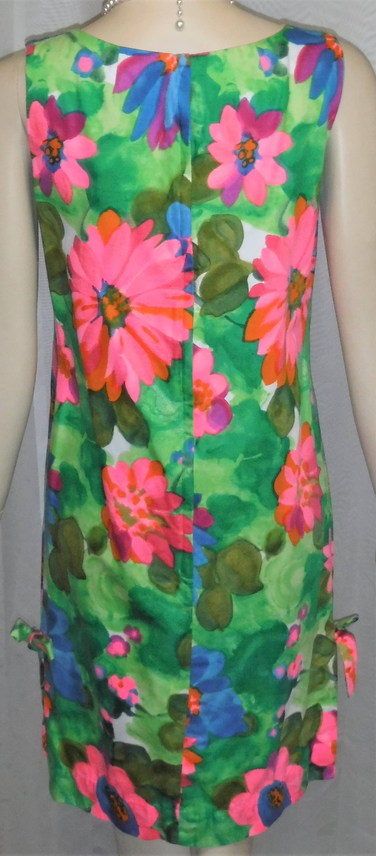 Vintage Andrade Resort Dress Mod Retro Tie Side Slit Bright Waikiki ...
