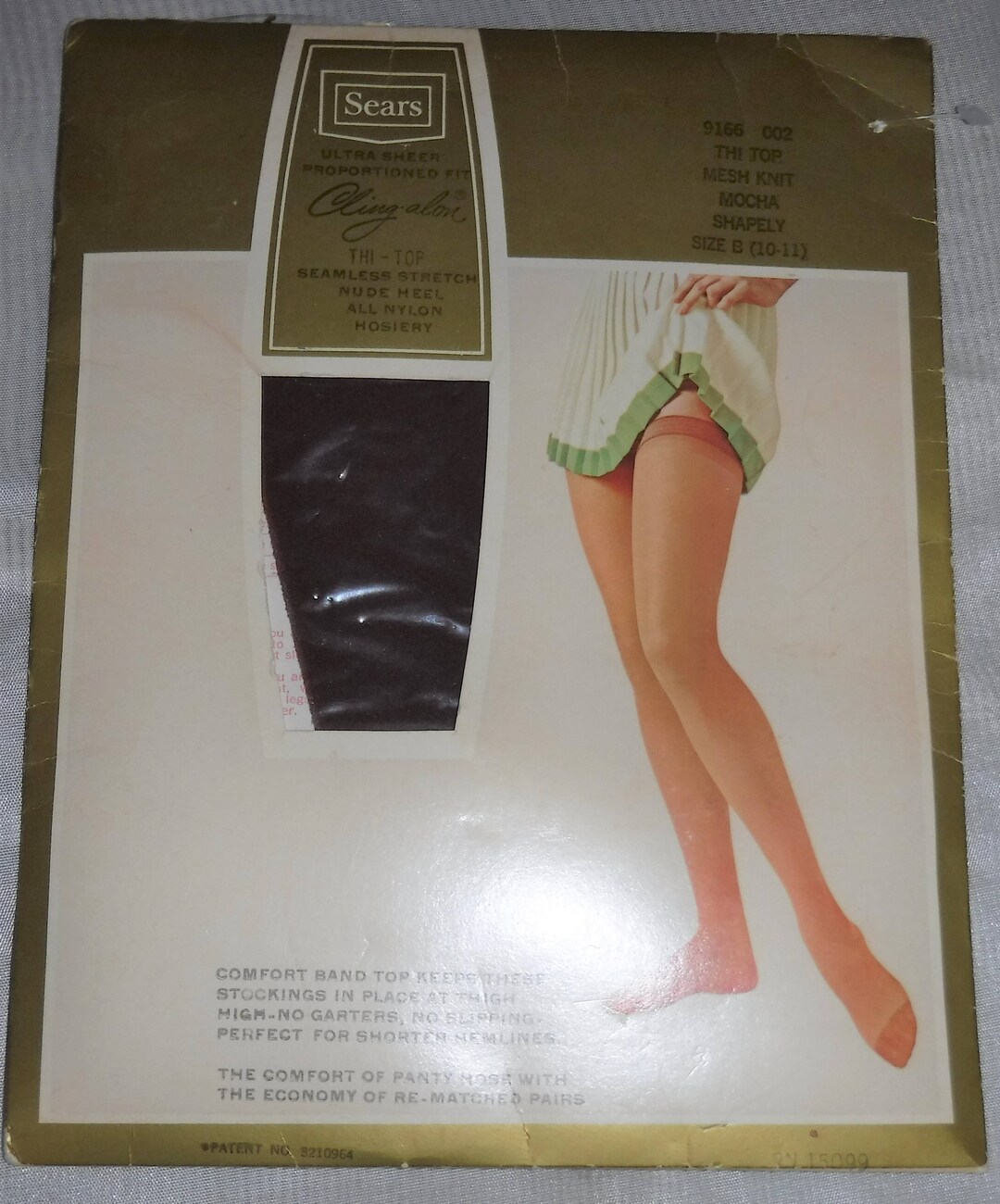 Vintage Sears Cling-alon Stockings New Mocha Ultra Sheer Thigh High ...