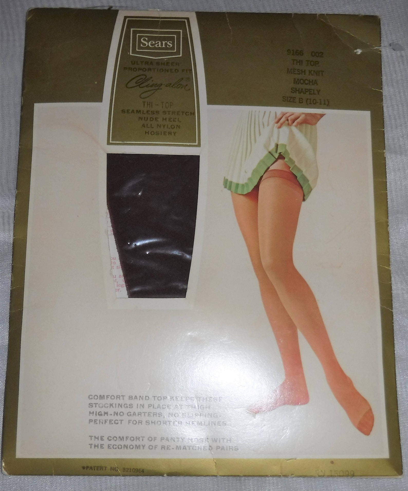 Vintage Sears Cling-alon Stockings New Mocha Ultra Sheer Thigh High ...