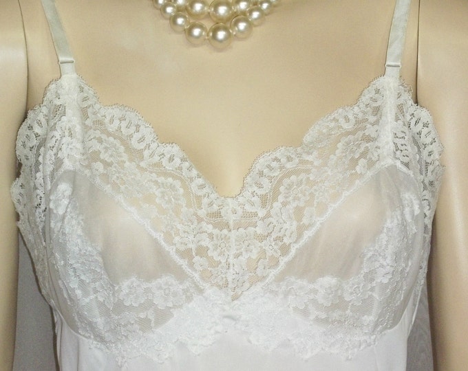 Vintage Hollywood Vassarette Full Slip White 34 Lacy Lace Etsy