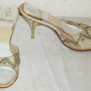 Vintage Lucite Heel Rhinestone Spring-o-lators Springolator Pumps ...