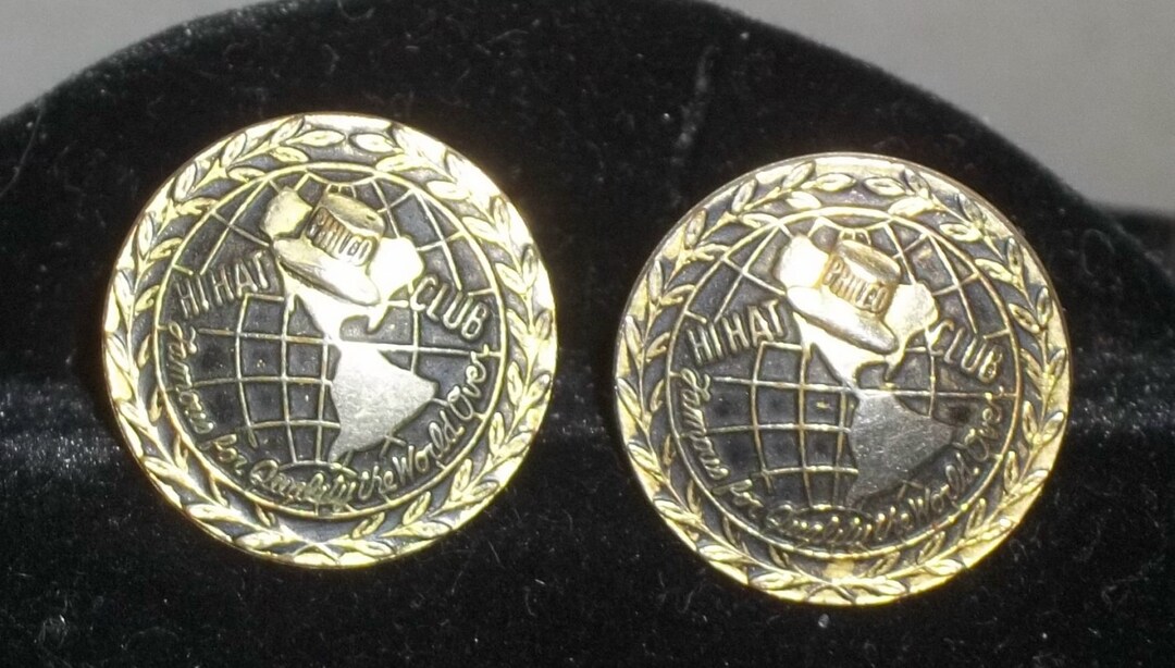 Vintage Gold Tone Philco Radio Hi Hat Club Hihat Cuff Links Cufflinks ...