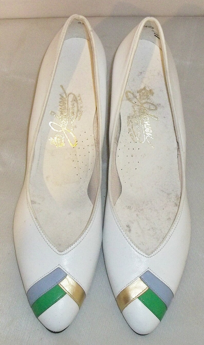 Vintage 1960's Johansen White Leather Shoes Heels Pumps 6 A - Etsy