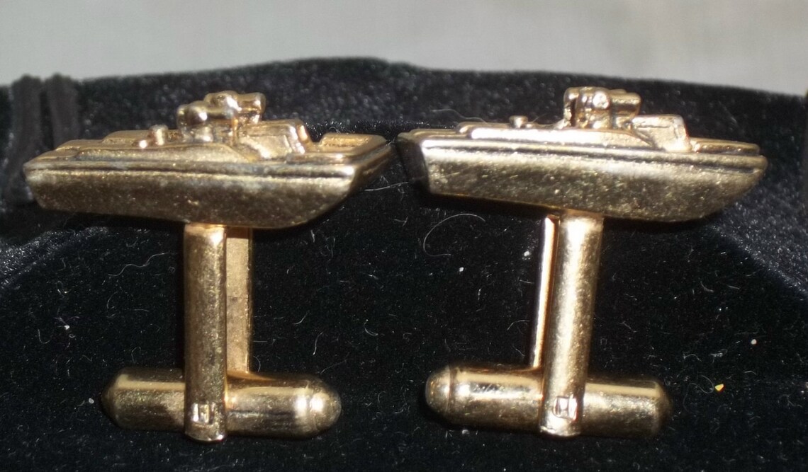 Vintage Battleship Motor Boat Ship Cuff Links Cufflinks Gold Tone - Etsy