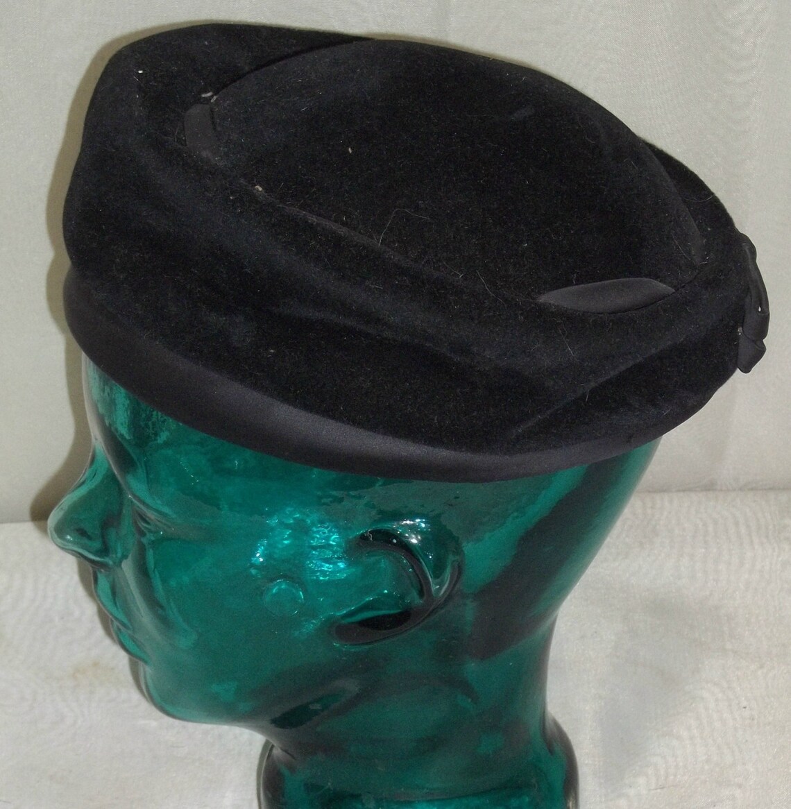Vintage Amy New York Black Velvet Tam Hat Church Beret Bow - Etsy