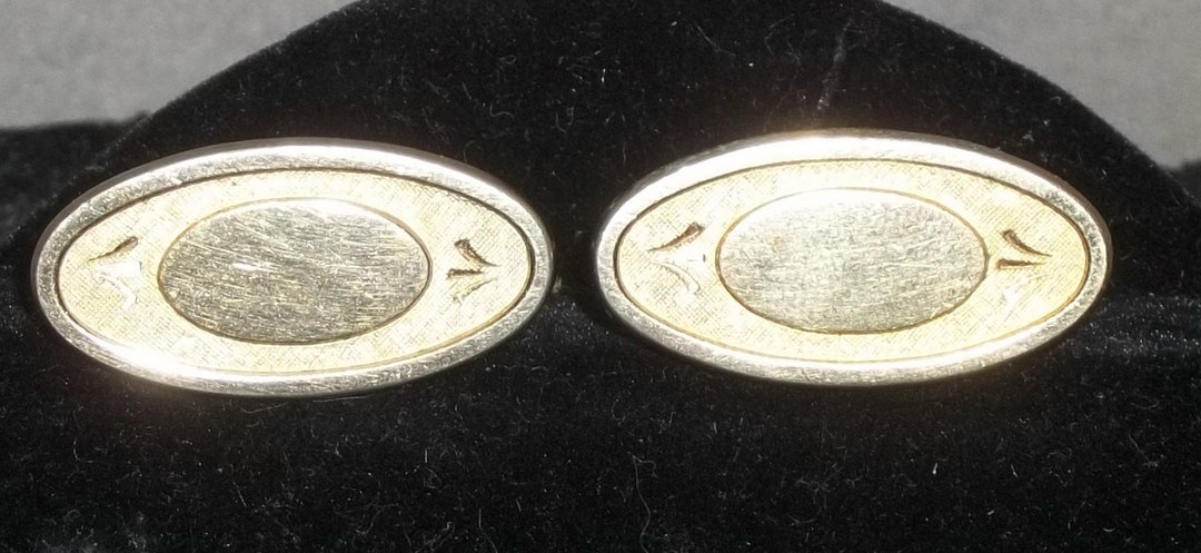Vintage Swank Large Oval Monogram Space Cuff Links Cufflinks Gold Tone ...