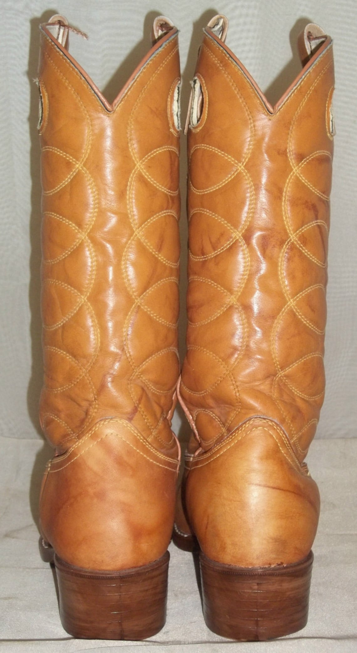 Vintage Buckaroo Marbled Leather Cowboy Boots Mens 7D Womens 8 1/2 BOHO ...