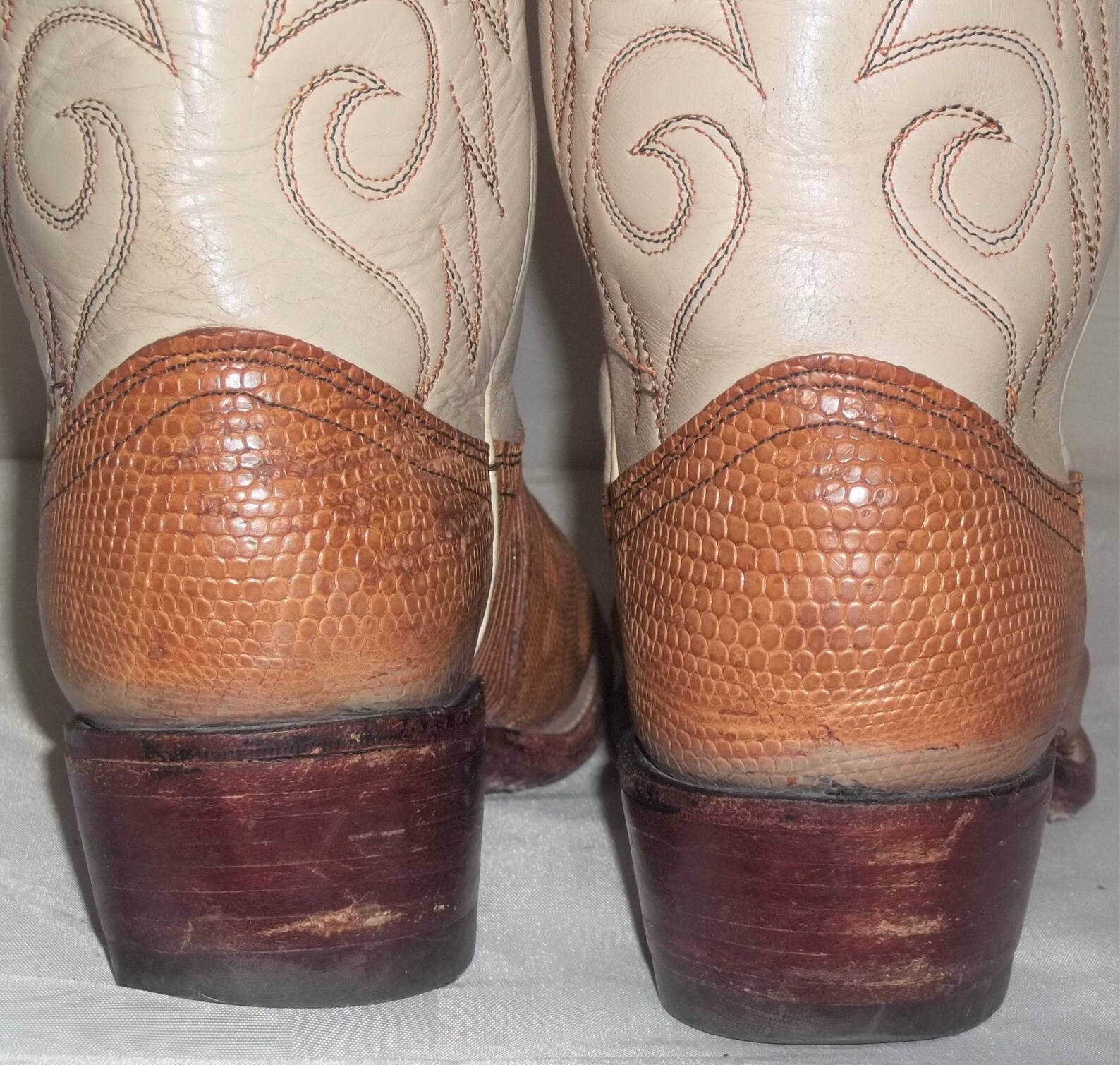 Vintage Women's Lizard Leather Beige Tan Cowboy Western Boots 6 1/2 M ...