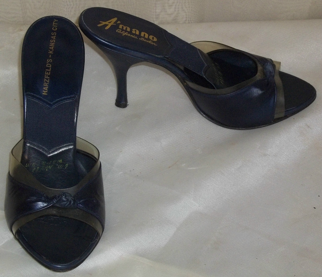 Vintage A'mano Spring-o-lators Springolator Peep Toe Pumps Slides 6 M ...