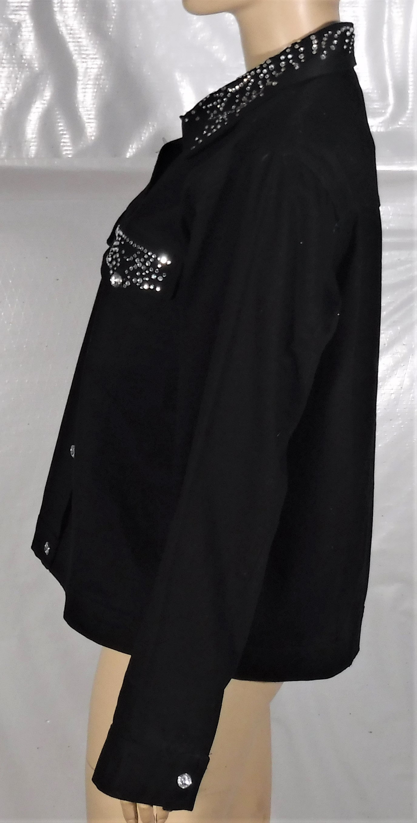 Vintage 1990's Deadstock NWT Black Denim Rhinestone Western Jacket Don ...