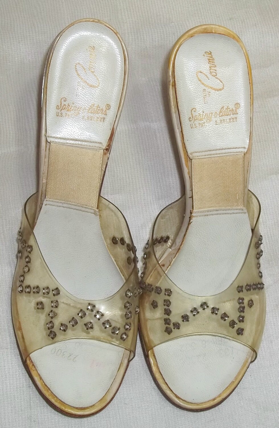 Vintage Lucite Heel Rhinestone Spring-o-lators Springolator Pumps ...