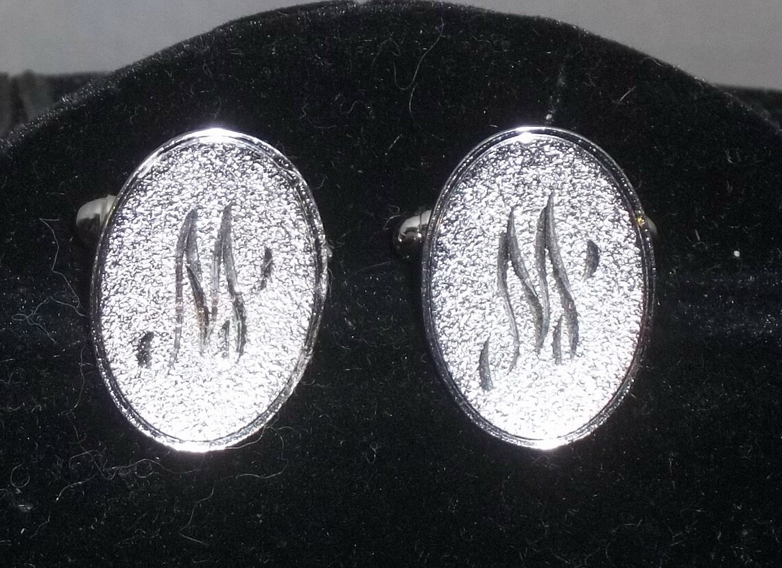 Vintage Cursive Script M Letter Cuff Links Silver Tone - Etsy