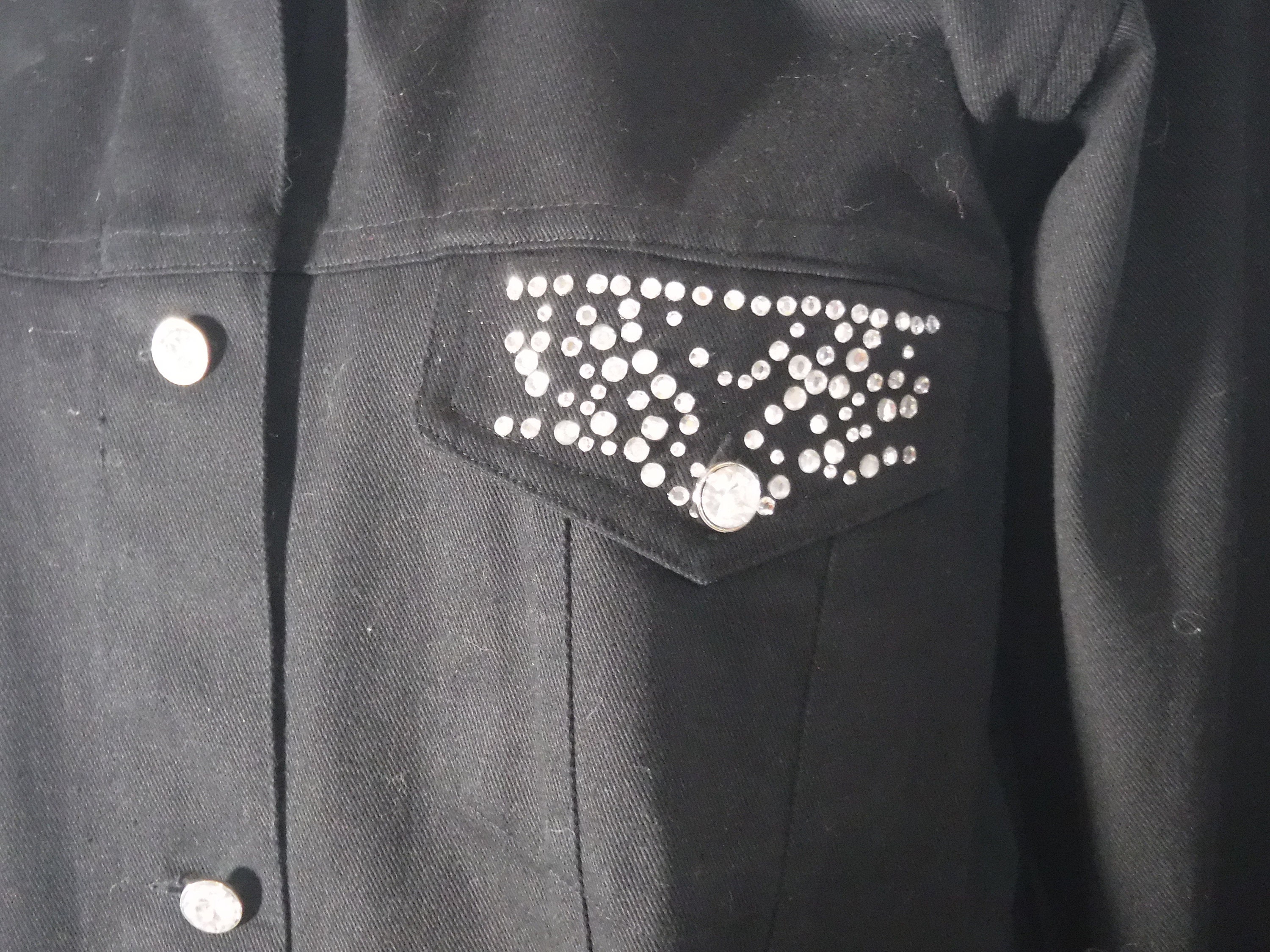 Vintage 1990's Deadstock NWT Black Denim Rhinestone Western Jacket Don ...