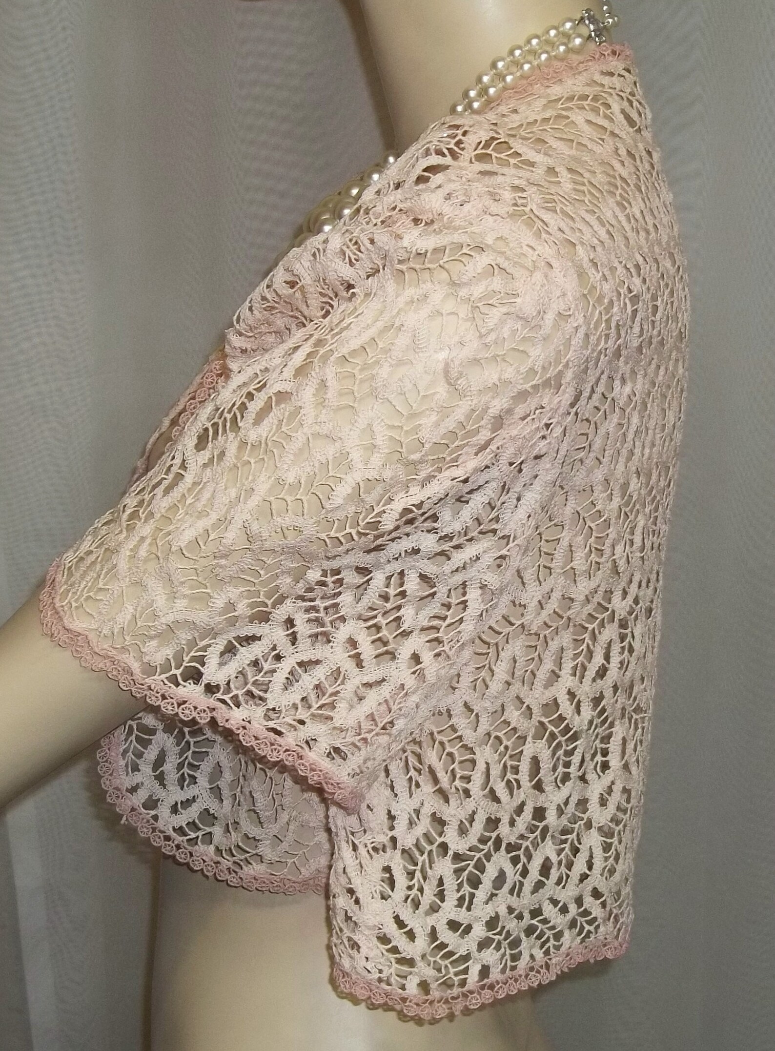 Authentic Antique Vintage Victorian Edwardian Era Pink Battenburg Lace ...