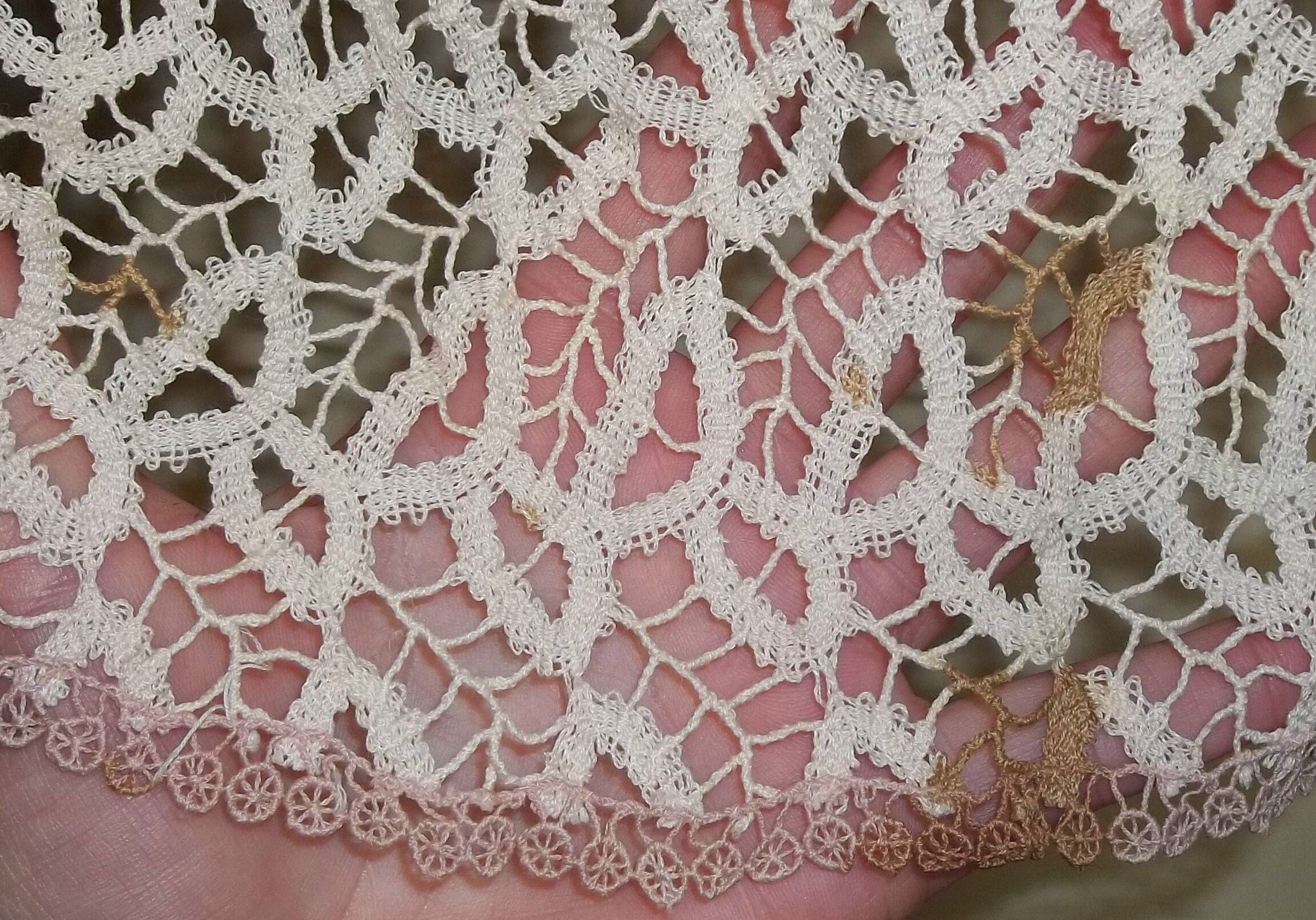 Authentic Antique Vintage Victorian Edwardian Era Pink Battenburg Lace ...