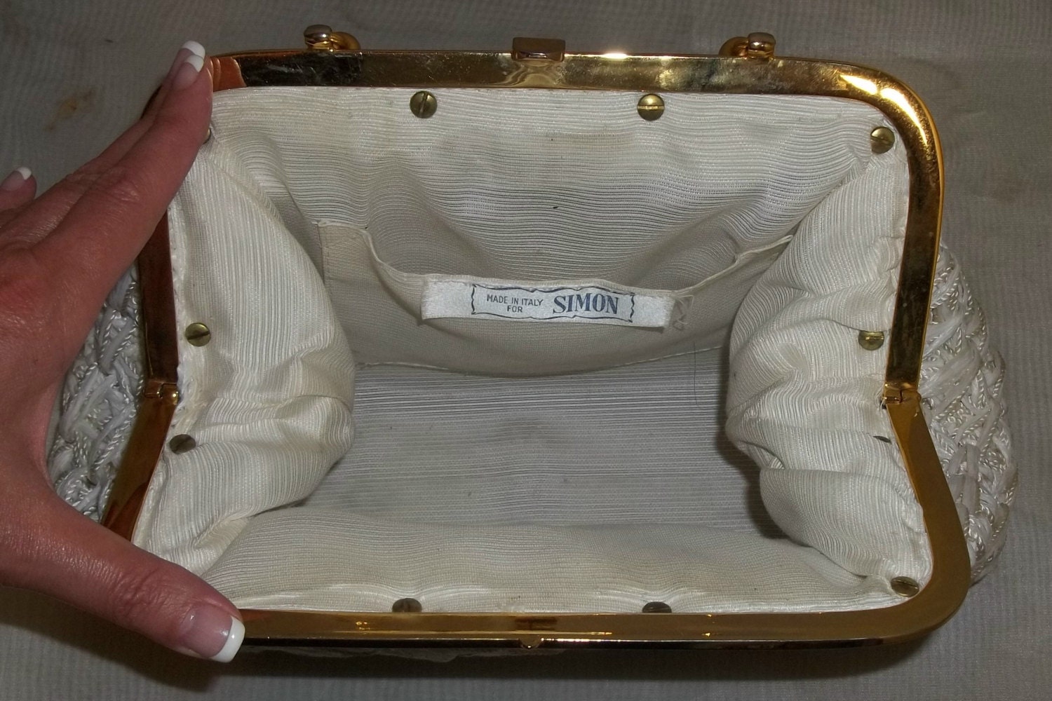 Vintage White Raffia Straw Simon Italy Purse Handbag Bag Clutch - Etsy