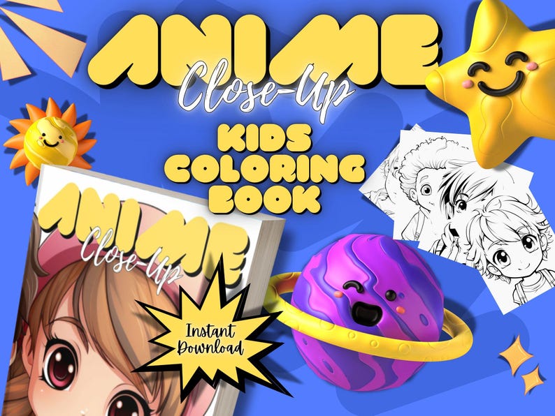 Anime Close-up: Character Coloring Book for Anime Fans - Etsy