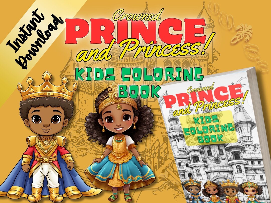 Crowned Prince and Princess Kids Coloring Book: A Royal and Elegant ...