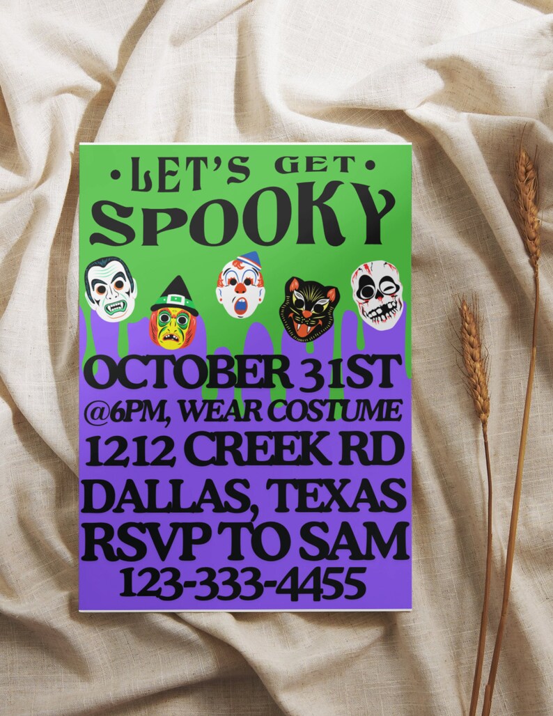 Lets Get Spooky Halloween Party Invitation Vibrant & Fun Halloween ...