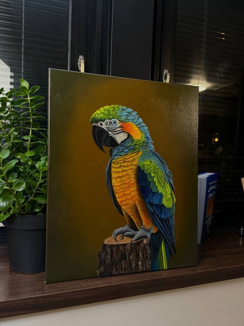 Hyper-realistic Oil Painting of a Parrot – Ideal Gift for Bird Lovers ...
