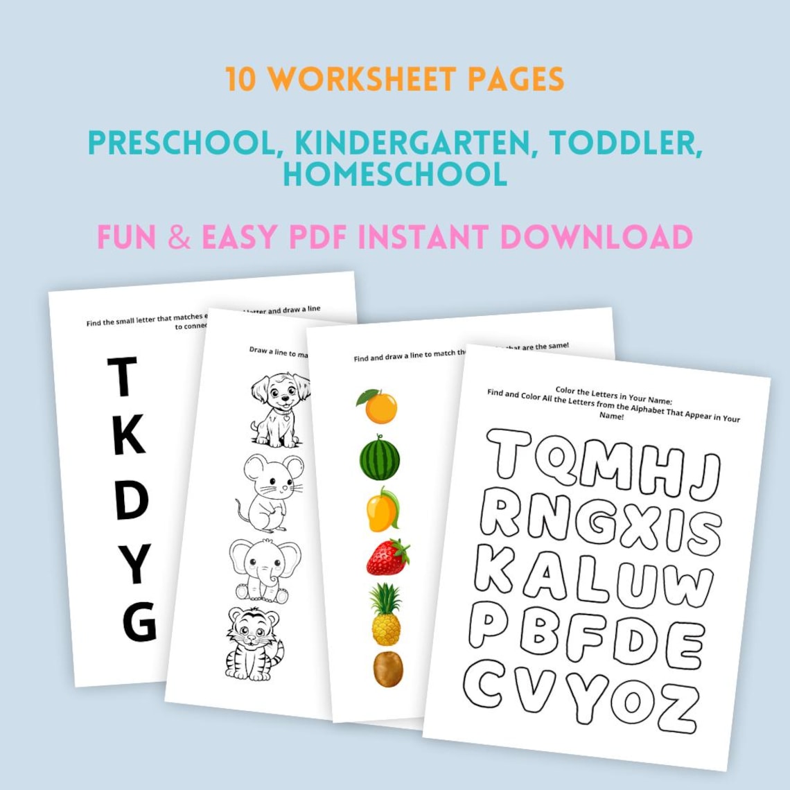 Printable Letter Practice for Kids Preschool Kindergarten Toddler ...