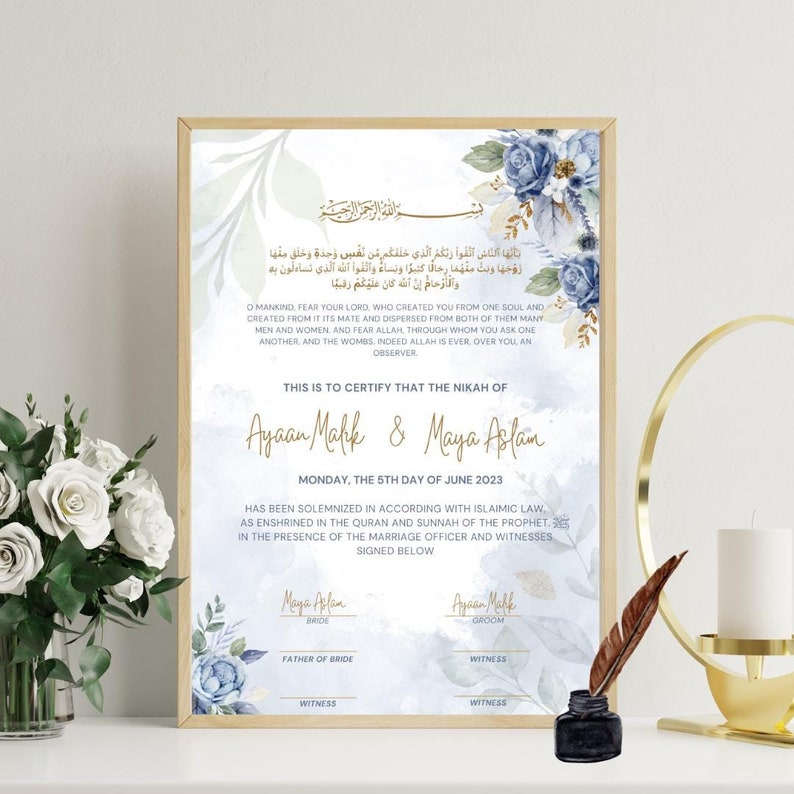 Editable Islamic Nikah Certificate Customizable Digital Download Muslim ...