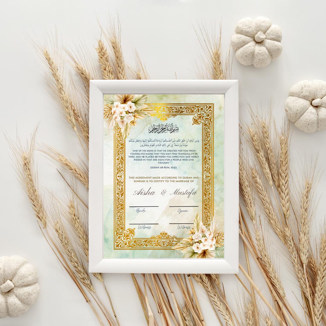 Customized Nikkah Contract, DIGITAL NIKAH NAMA, Personalized Muslim ...