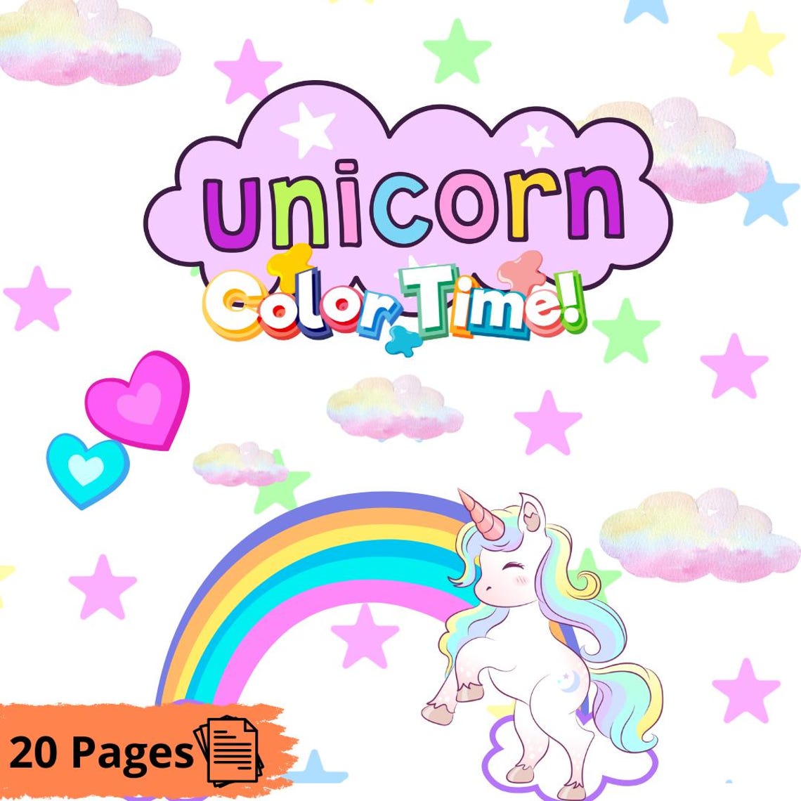 10 Unicorn Coloring Pages - Printable PDF, Instant Download for Kids ...