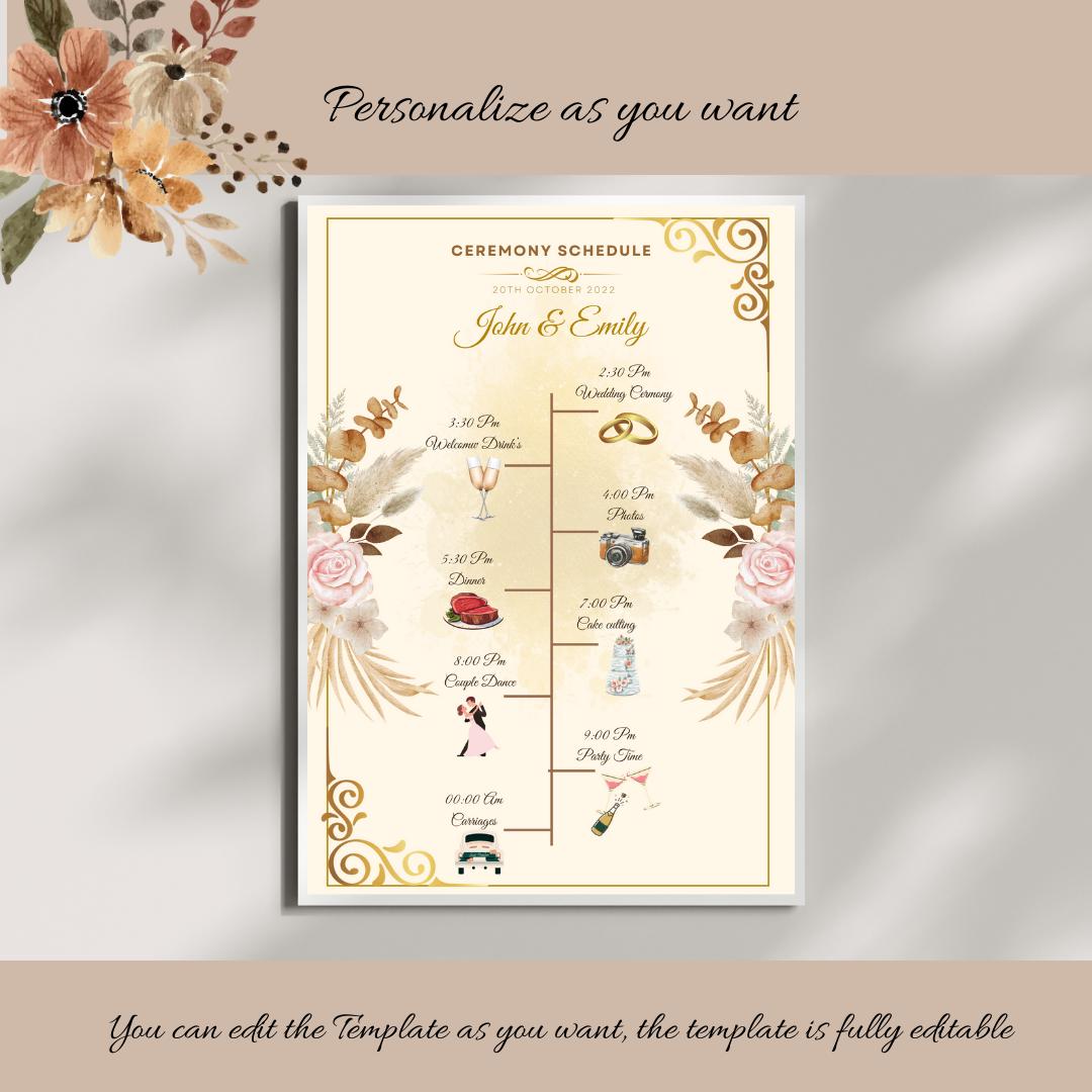Wedding Timeline Template Wedding Day Invitation Weekend Digital Card ...