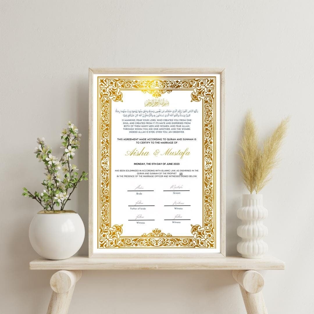 Customized Nikkah Contract, DIGITAL NIKAH NAMA, Personalized Muslim ...