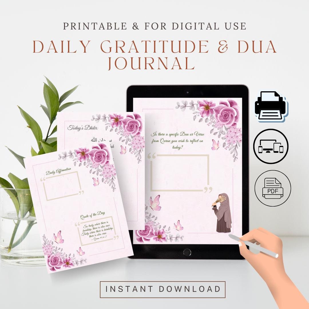 Digital Muslim Gratitude Journal, Dua, Reflection (printable PDF) - Etsy