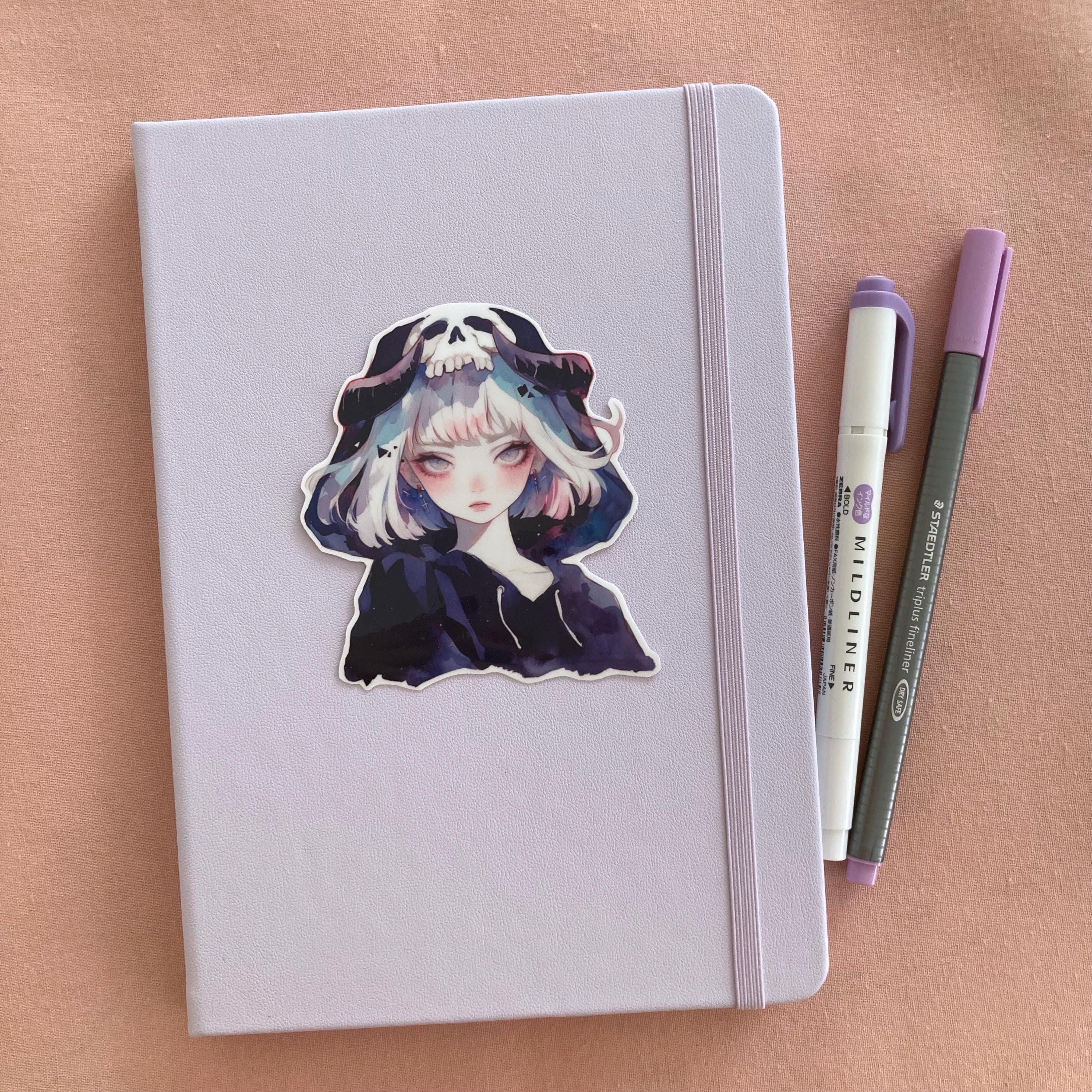 Skull Hood Anime Girl Sticker Dark Fantasy Gothic Art Decal - Etsy