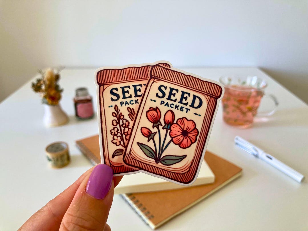 Vintage Seed Packet Vinyl Sticker, Cottagecore Gardening Decor, Floral ...