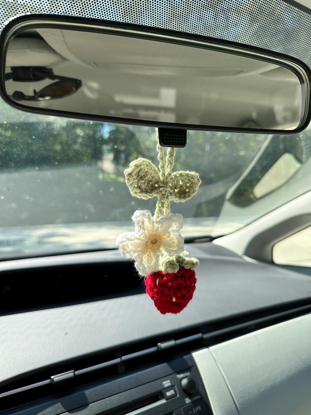 Strawberry Rear View Mirror Decor Crochet - Etsy