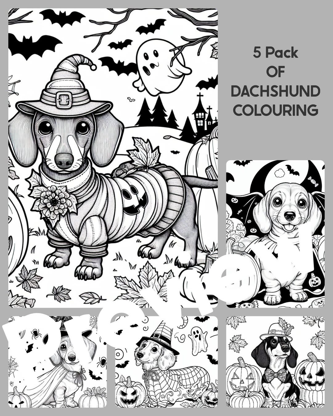 Halloween Dachshund Colouring In - Etsy