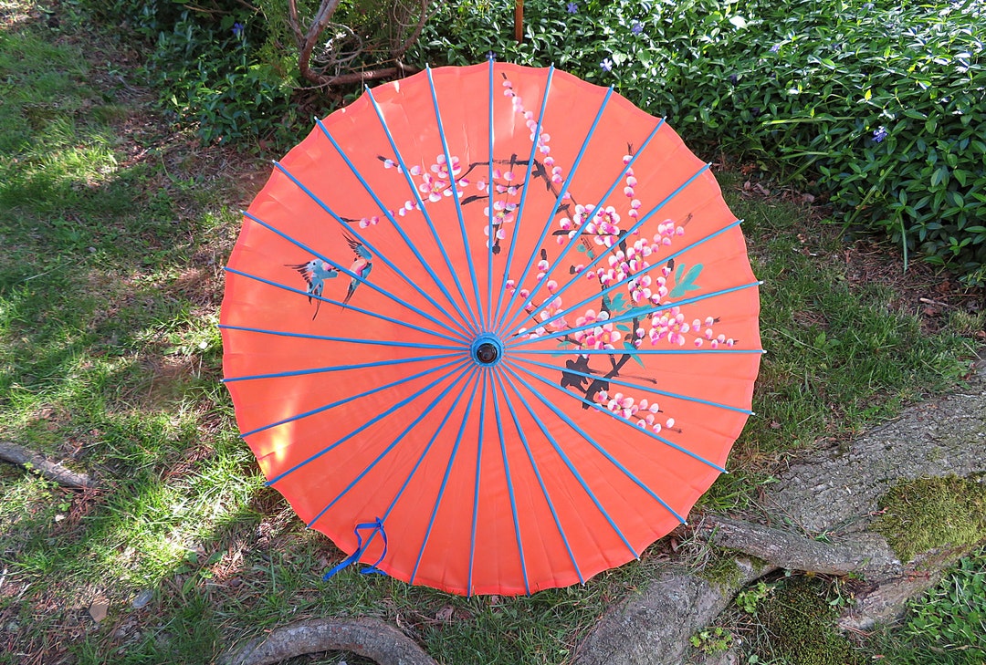 Vintage Japanese Sun Umbrella Wagasa Bamboo Ribs Aqua Color - Etsy