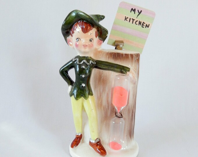 Vintage Pixie Figurine, Elf Figurine, Sand Timer Hour Glass, Vintage ...