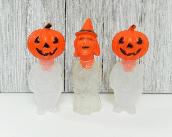 Halloween Candy Containers 2 Vintage Pumpkin Heads 1 Witch - Etsy