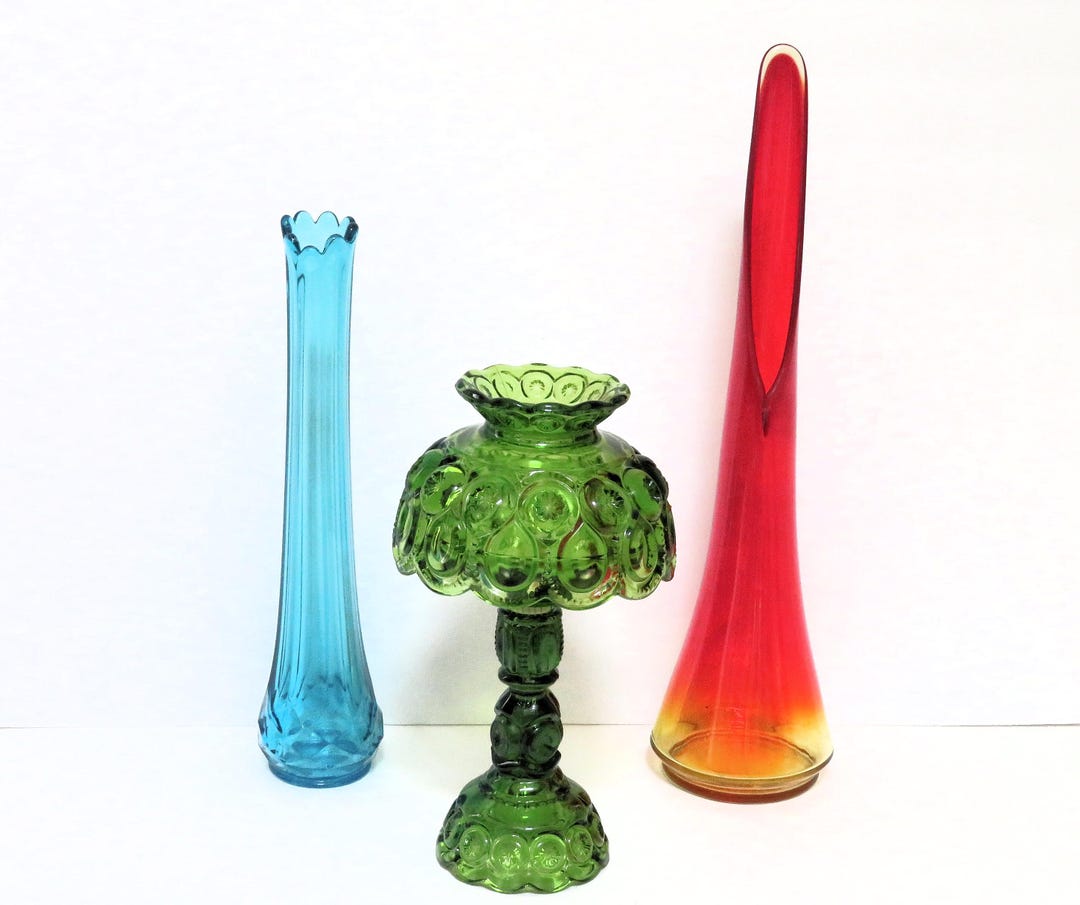 Fairy Lamp LE Smith Moon & Stars Glass 3-PC Candleholder, Green ...