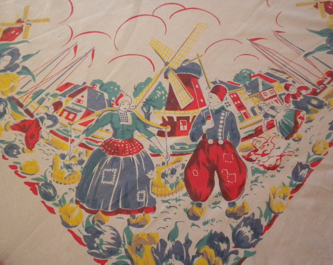 Holland Tablecloth, Dutch Theme, Windmills, Netherlands, Colorful ...