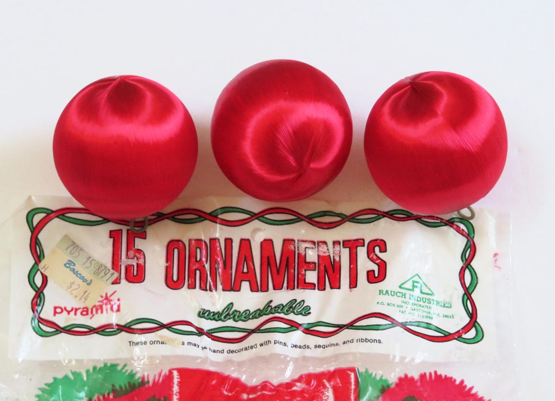 15 Red Satin Ornaments, 2.5 Inches, Pyramid Rauch, Christmas Decor ...